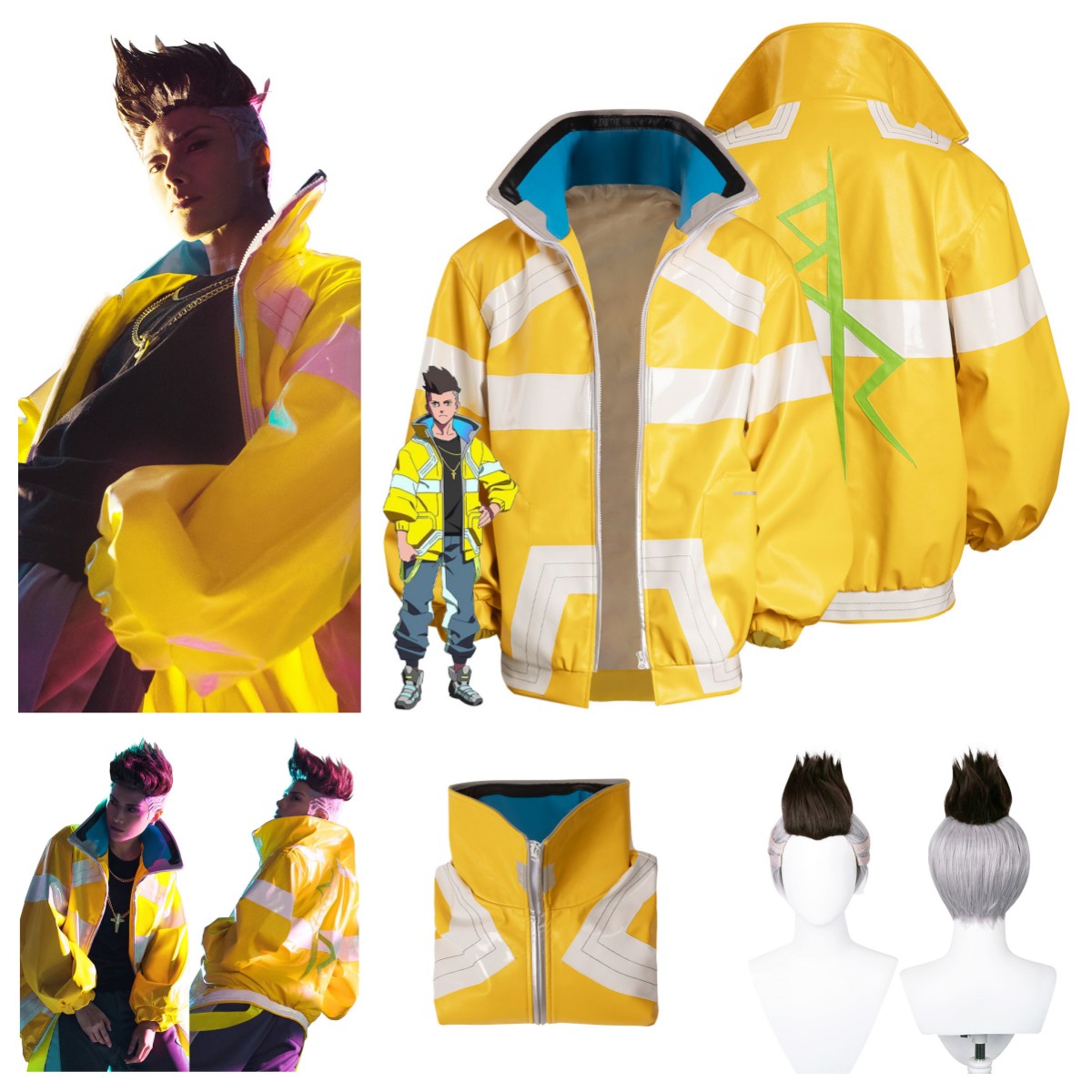 Cyberpunk: Edgerunners: David Cosplay Costume Halloween Yellow Jacket ...