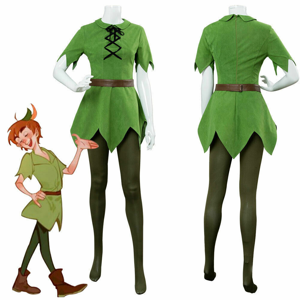 Peter Pan Cosplay Costume Green Outfit Women Halloween Peter Pan ...